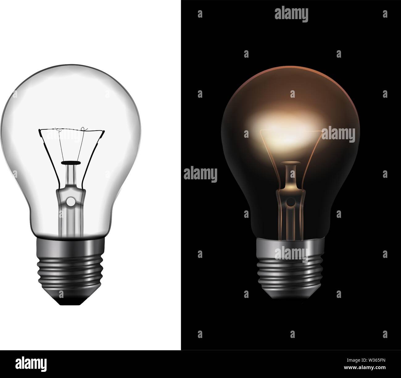 on and off light bulbs realistic illustration vector Stock Vector Image ...