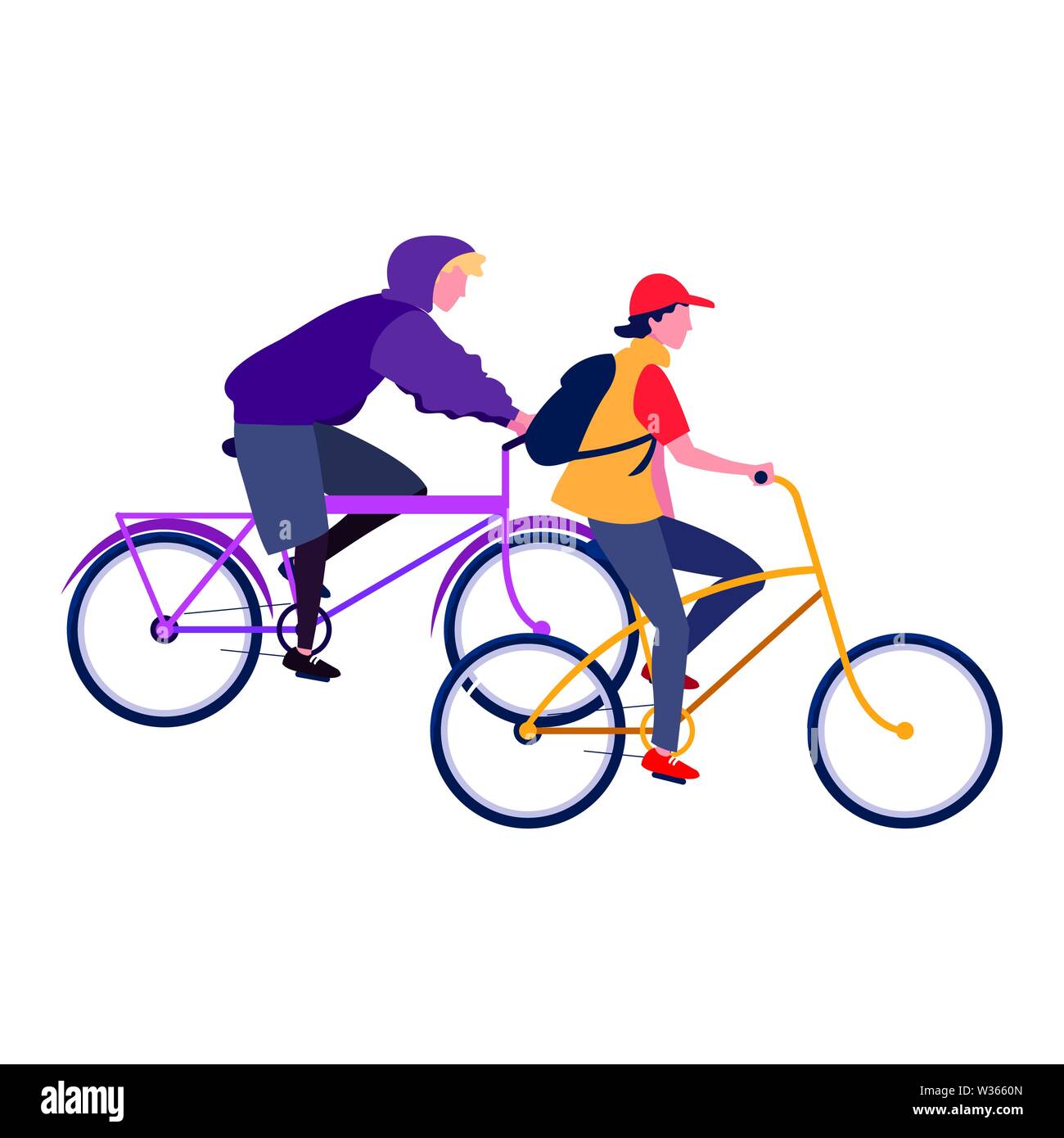 men riding bicycle activity image on white background vector ...