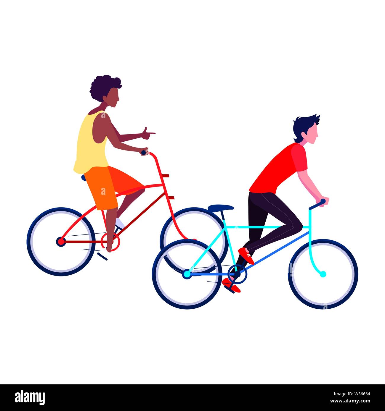 men riding bicycle activity image on white background vector ...