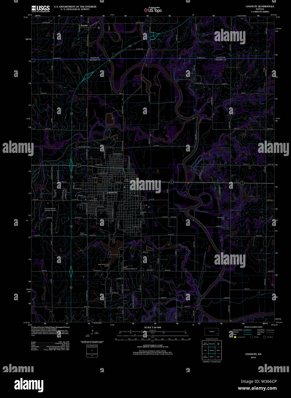 Map of chanute kansas hi-res stock photography and images - Alamy