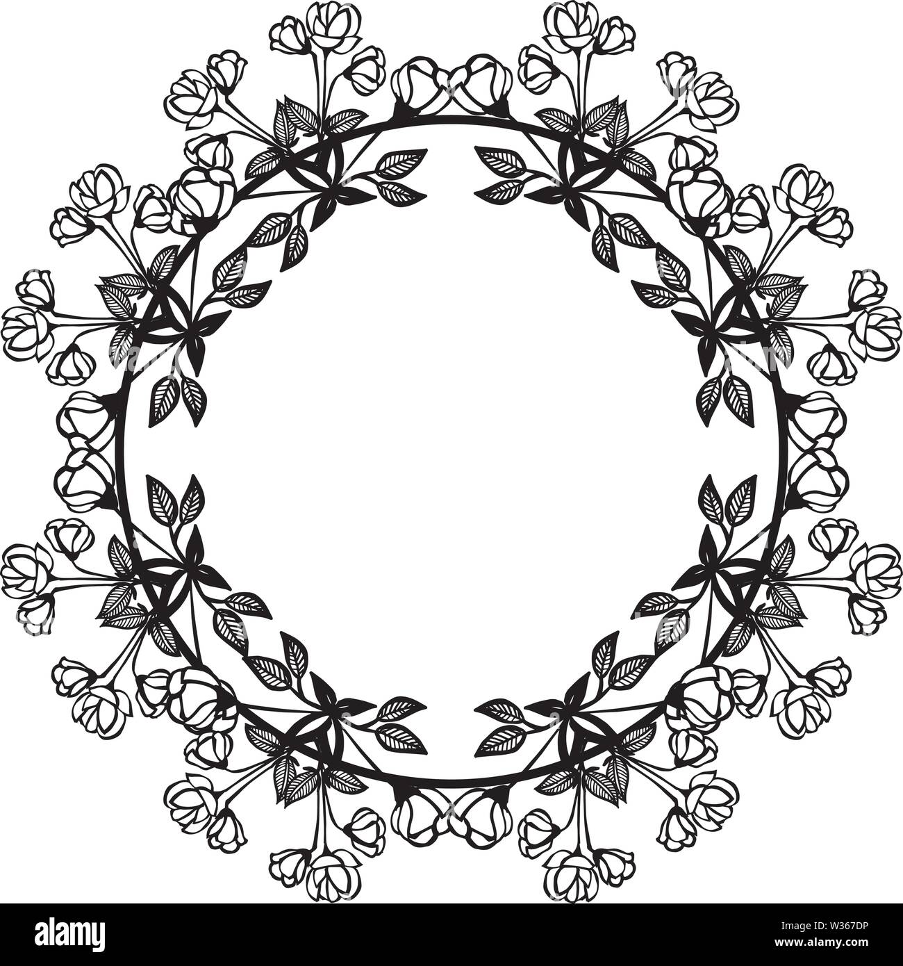 Decorative frame, flower isolated on a white, design card. Vector ...