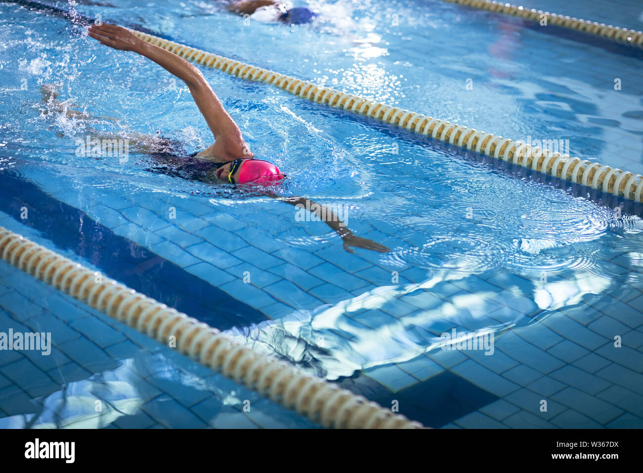 Swimmers in a pool Stock Photo - Alamy