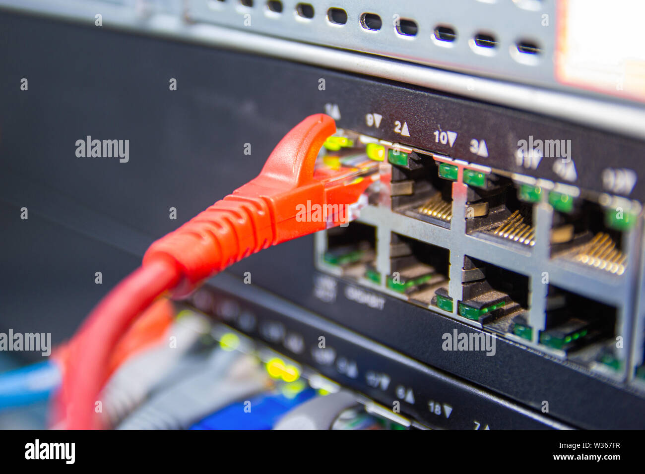 The network cables to connect Lan port in the Datacenter room, concept ...