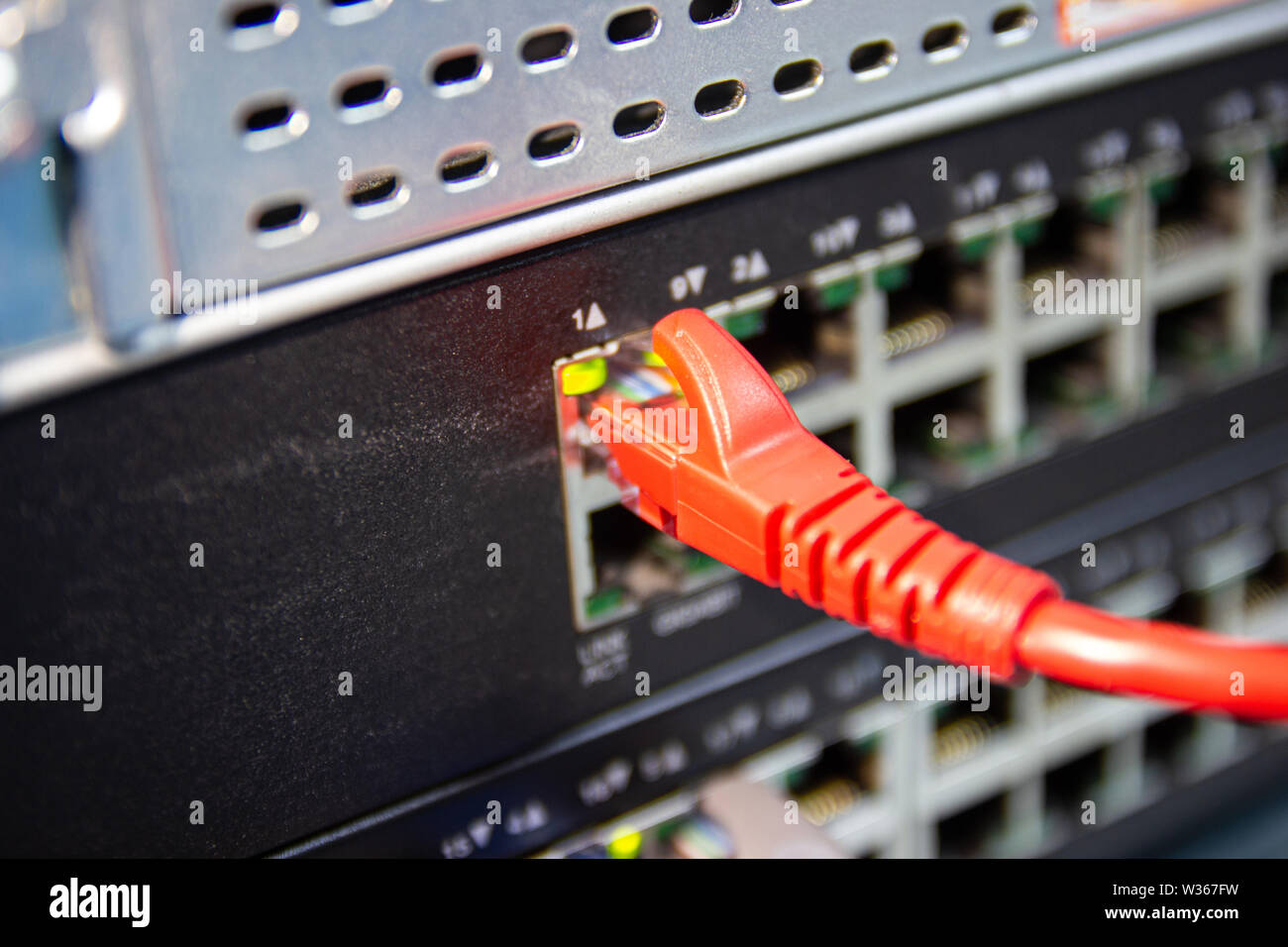 The network cables to connect Lan port in the Datacenter room, concept ...