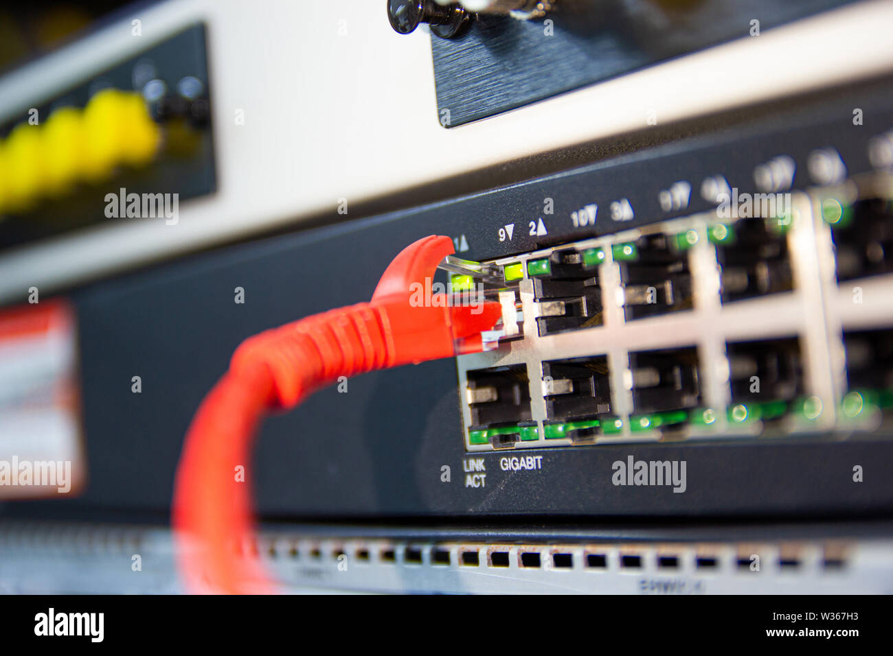 The network cables to connect Lan port in the Datacenter room, concept ...