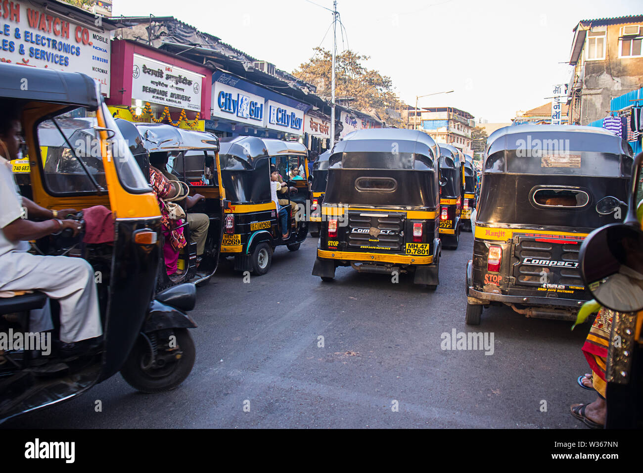 Mumbai, Maharashtra, india - JUNE 4th, 2019 : Indian auto-rickshaws on ...