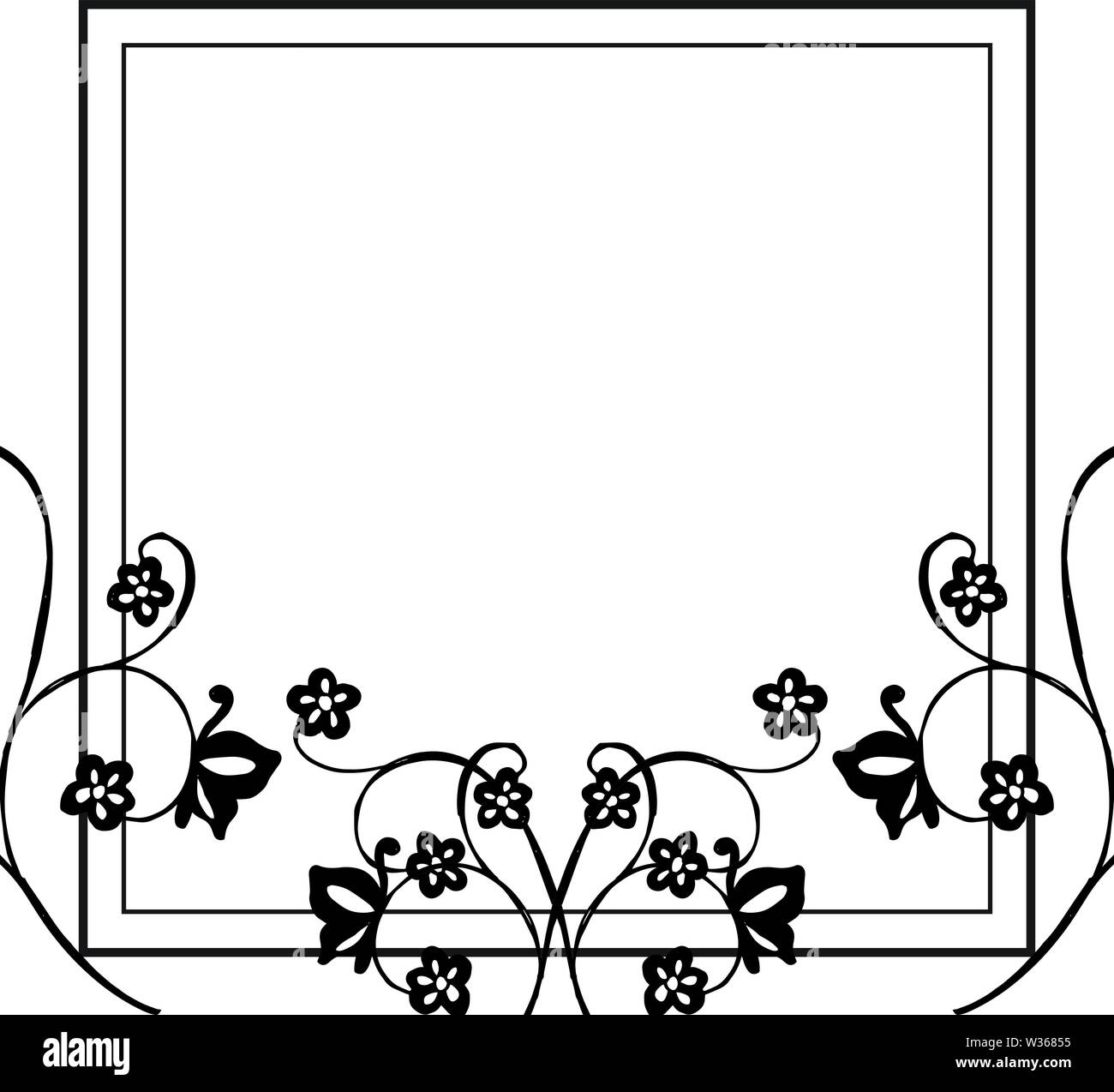 Blossom flower frame, isolated of silhouette for design card. Vector ...