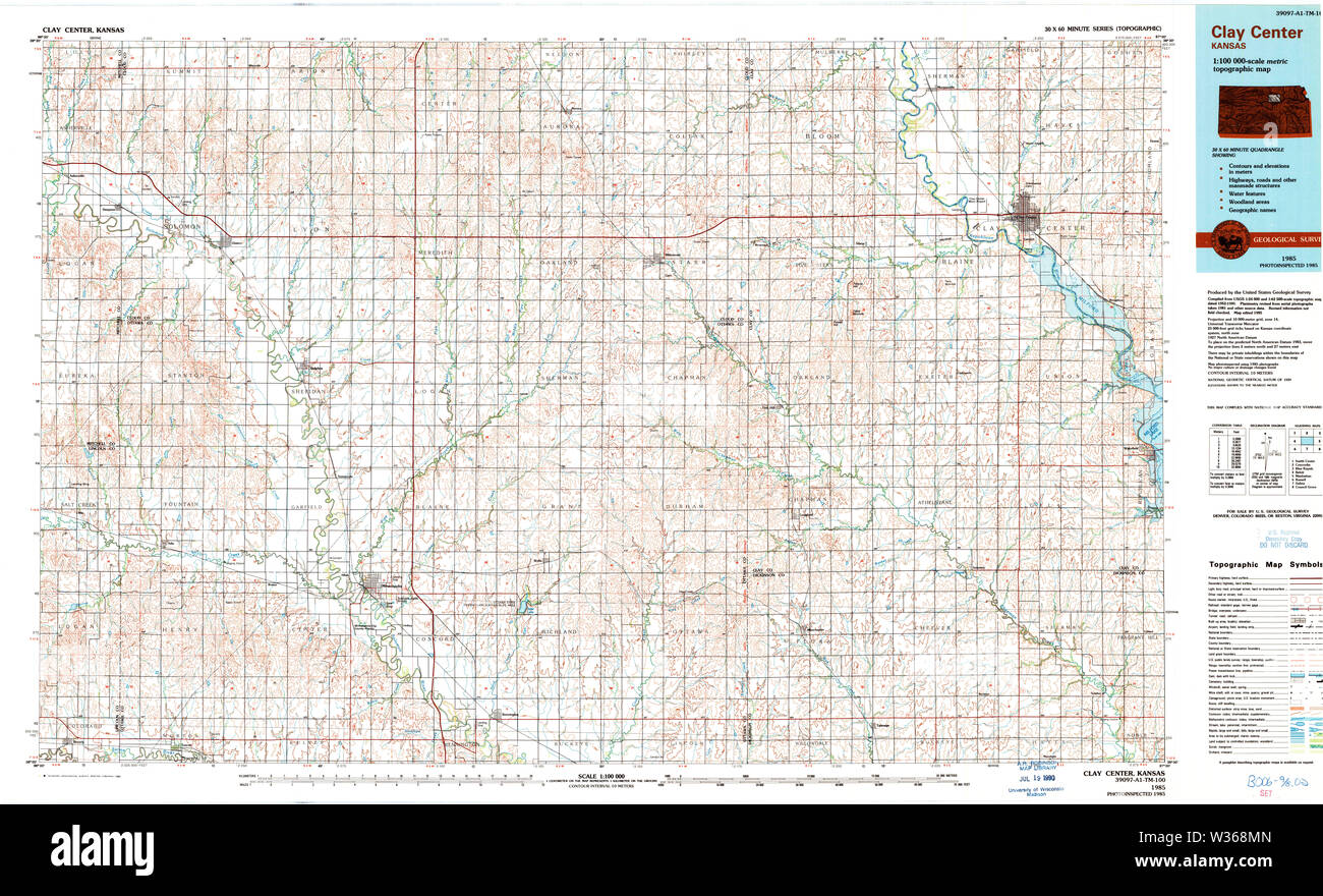 Map of clay center hi-res stock photography and images - Alamy