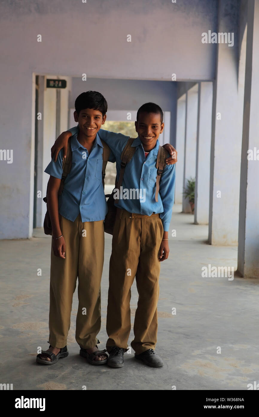Portrait of two schoolboys smiling Stock Photo - Alamy