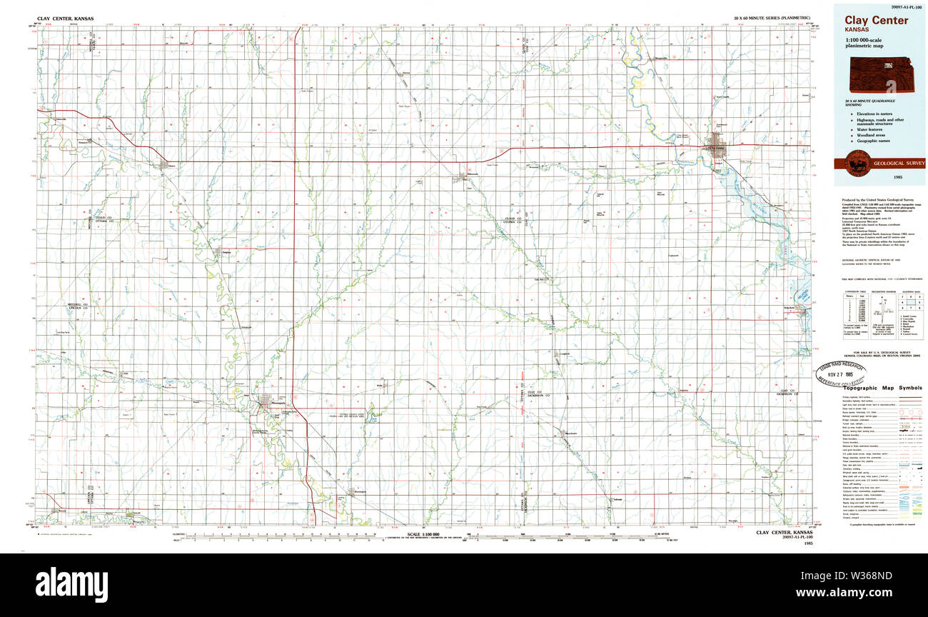 Map of clay center hi-res stock photography and images - Alamy