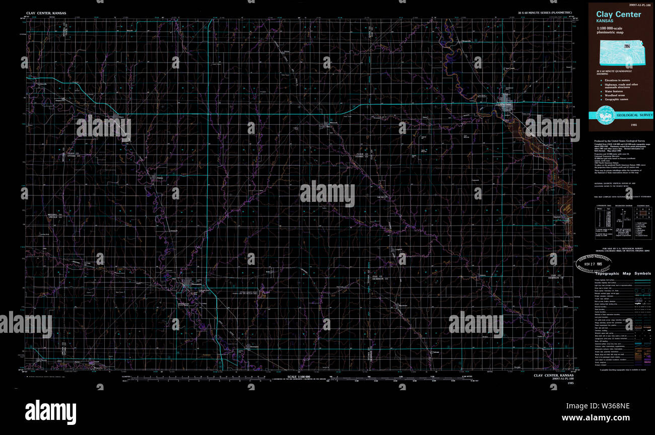 Map of clay center hi-res stock photography and images - Alamy