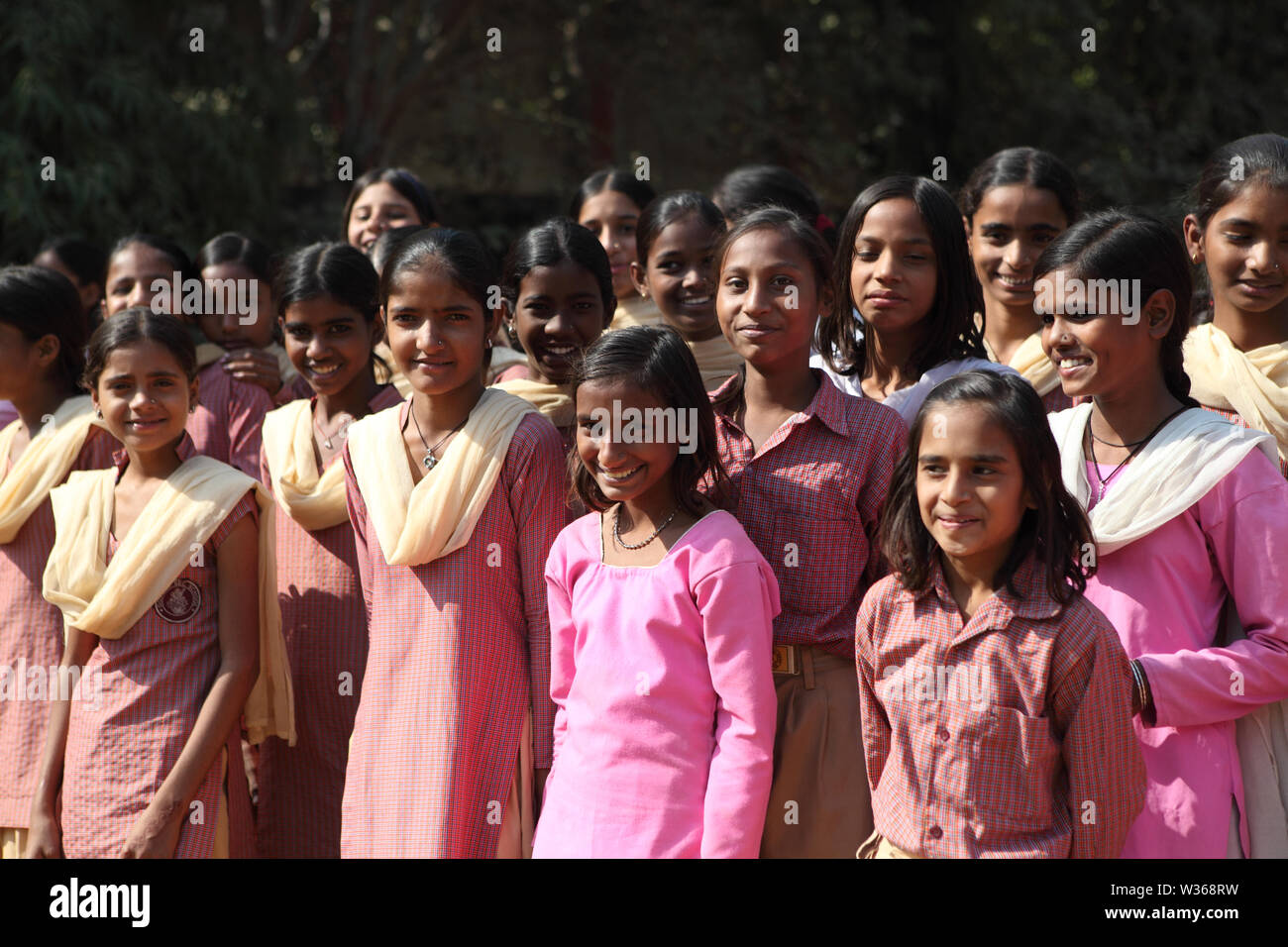 Group of schoolgirls in a school Stock Photo - Alamy