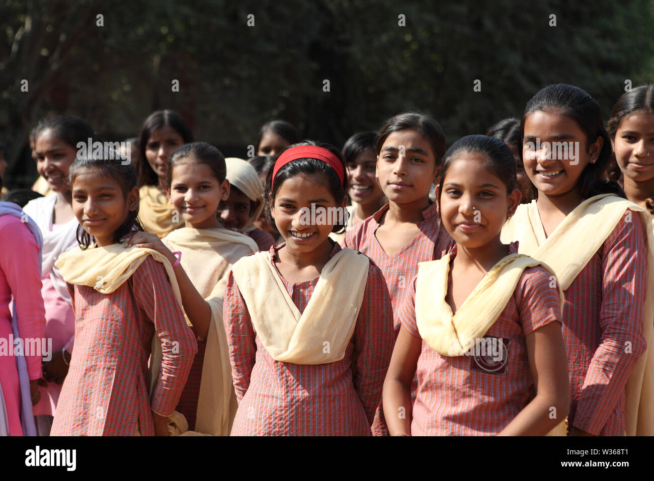 Group of schoolgirls in a school Stock Photo - Alamy
