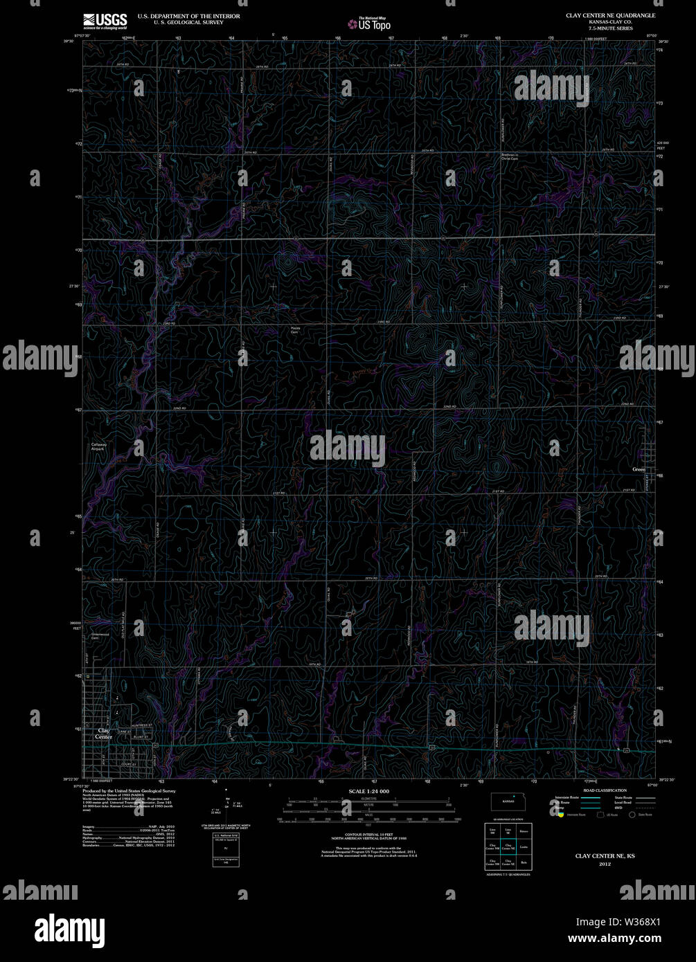 Map of clay center hi-res stock photography and images - Alamy