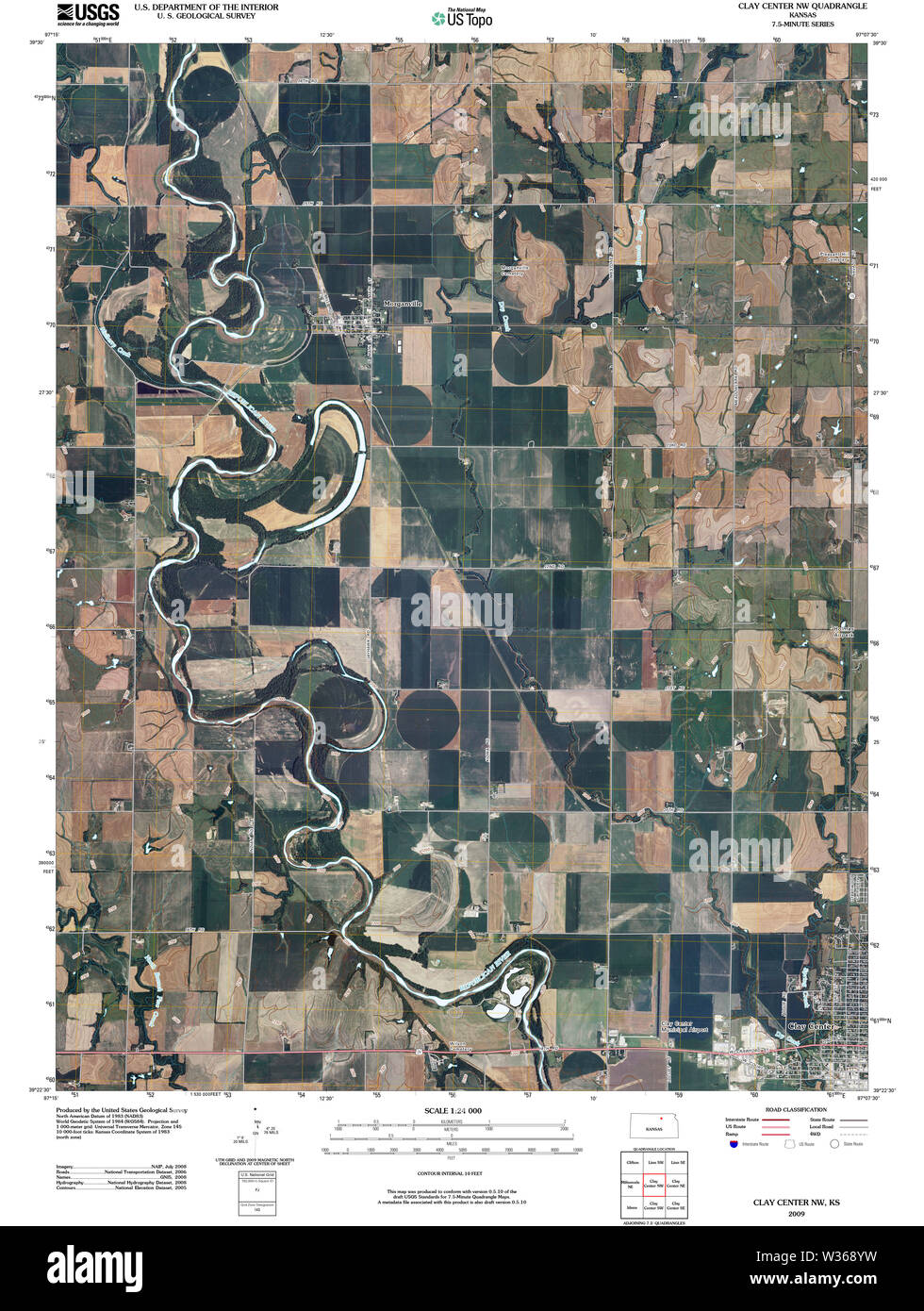 Map of clay center Cut Out Stock Images & Pictures - Alamy