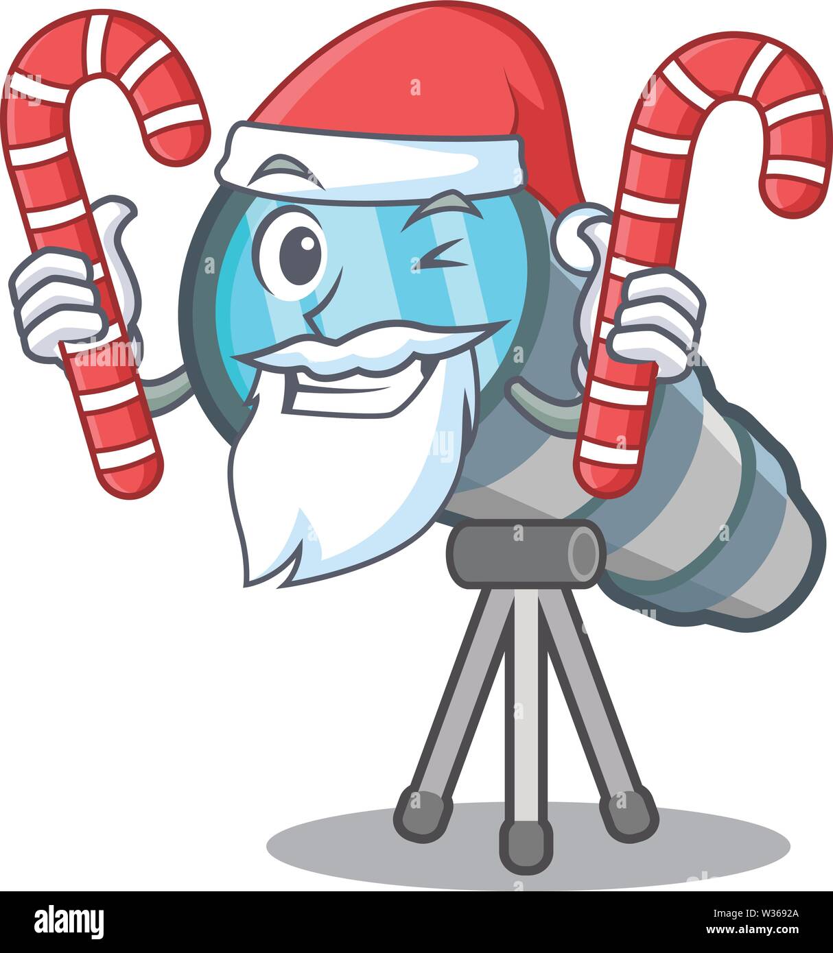 Santa with candy toy telescope in a cartoon chair Stock Vector Image ...