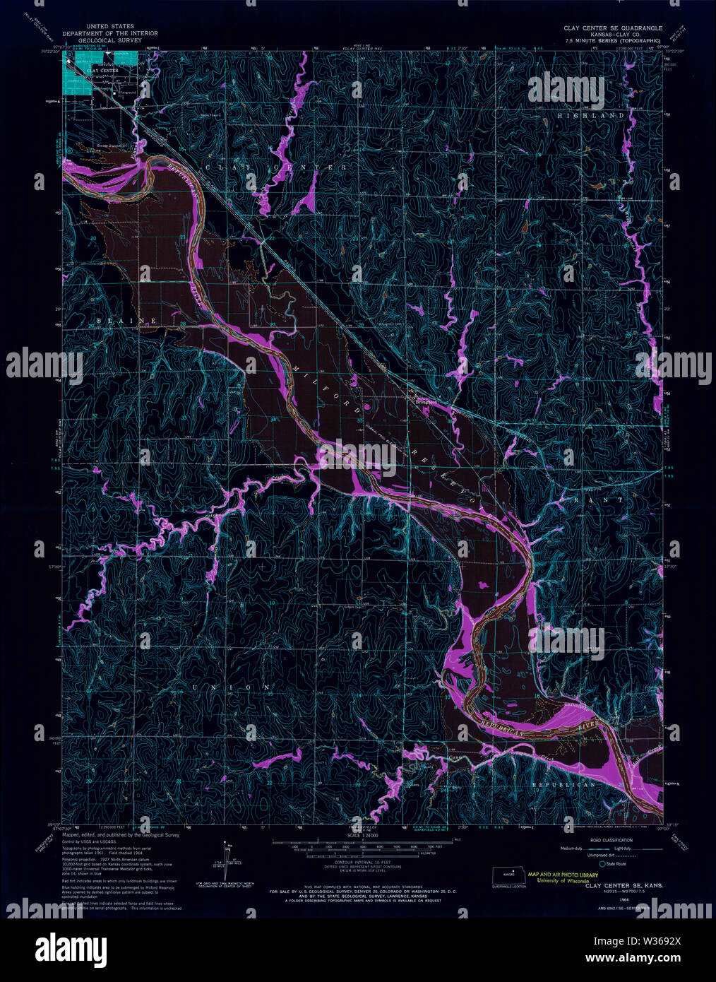 Map of clay center hi-res stock photography and images - Alamy