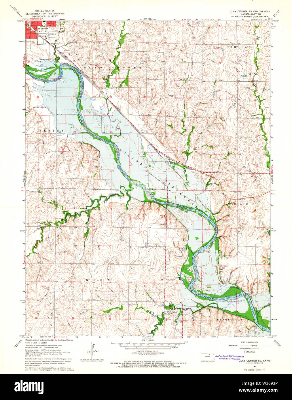 Map of clay center hi-res stock photography and images - Alamy