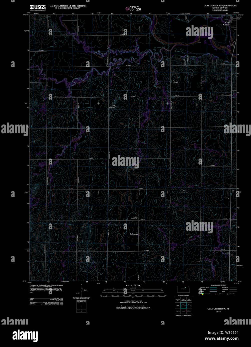 Map of clay center hi-res stock photography and images - Alamy
