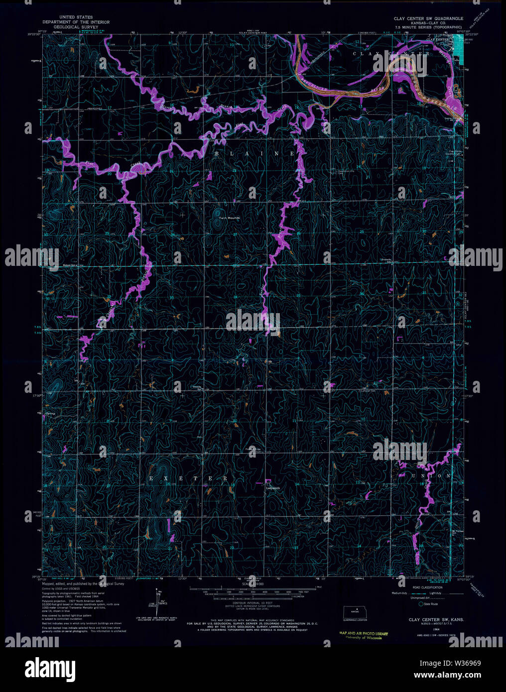 Map of clay center hi-res stock photography and images - Alamy