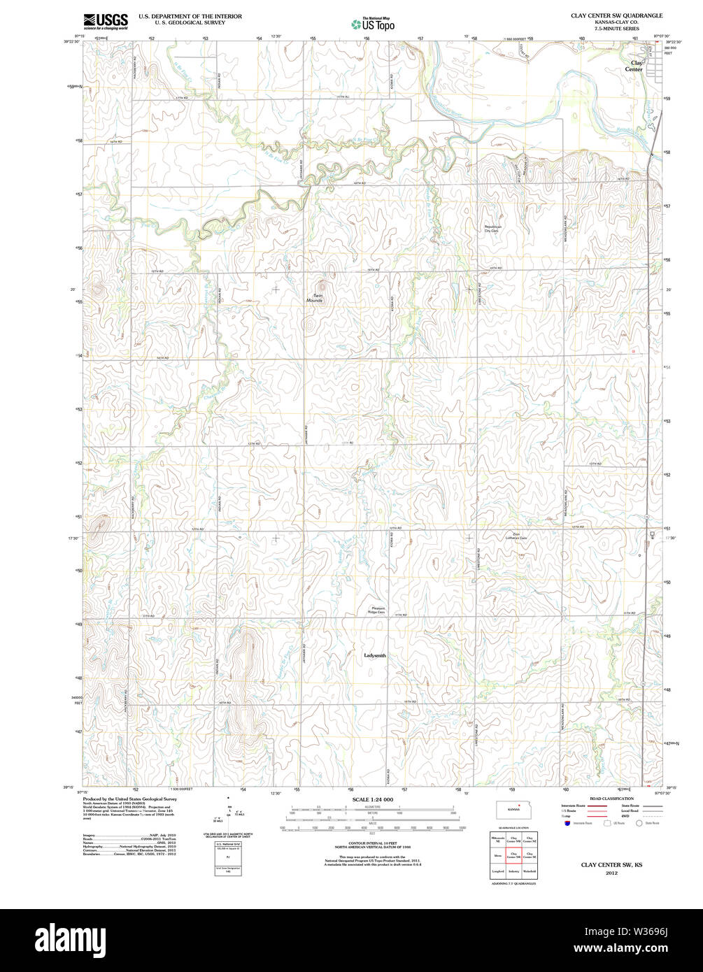 Map of clay center hi-res stock photography and images - Alamy