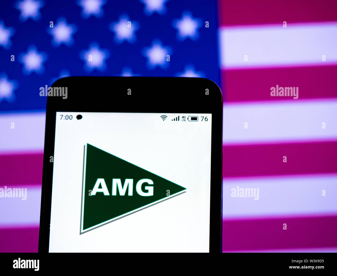 In this photo illustration the Affiliated Managers Group logo is seen ...