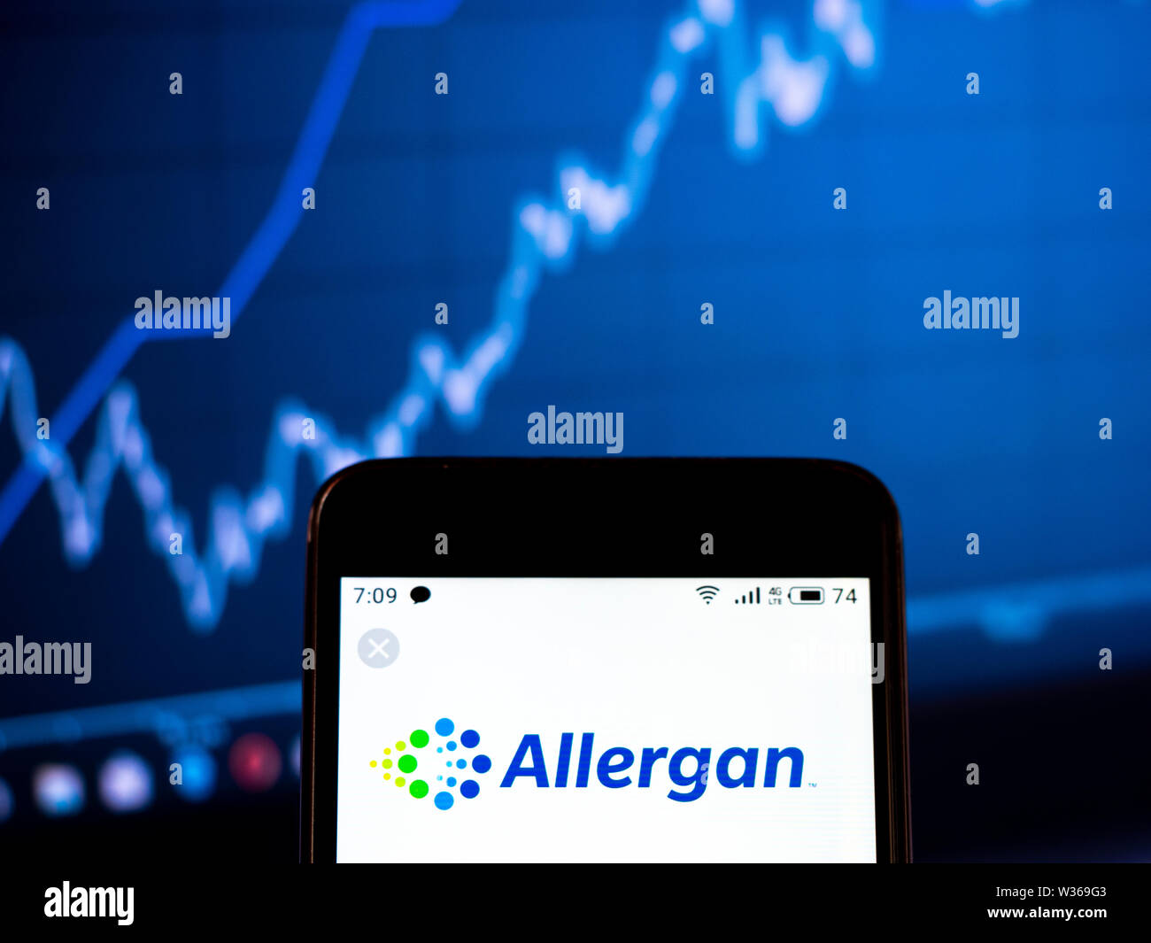 In this photo illustration the Allergan, Plc logo is seen displayed on ...