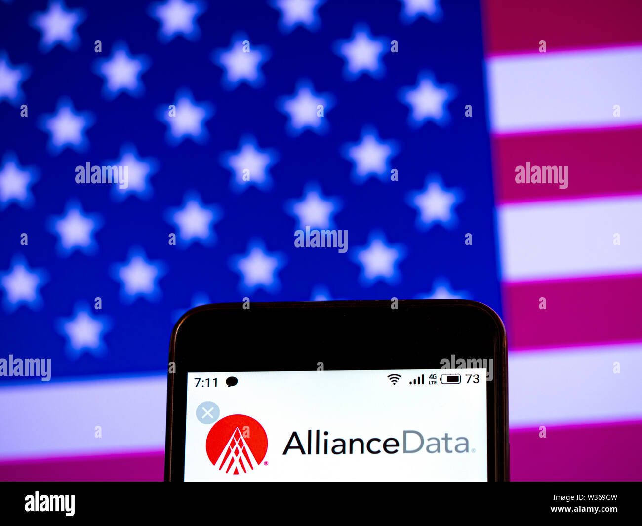 In this photo illustration the Alliance Data Systems logo is seen ...