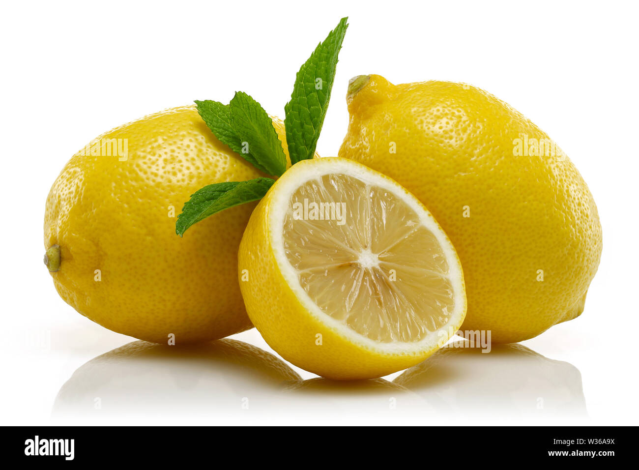Fresh yellow lemon isolated on white background Stock Photo - Alamy