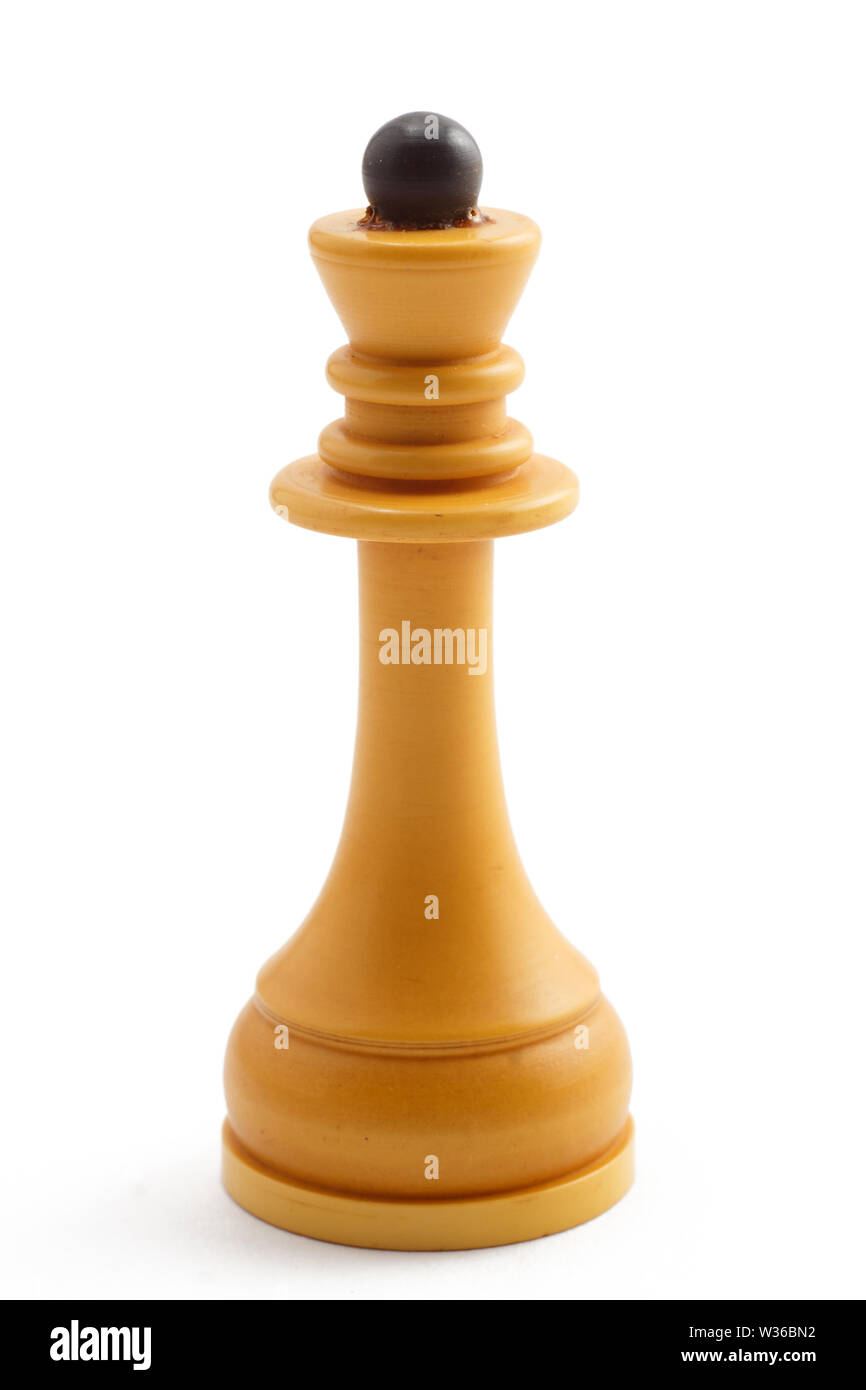 White chess piece of queen in white isolated background Stock Photo - Alamy