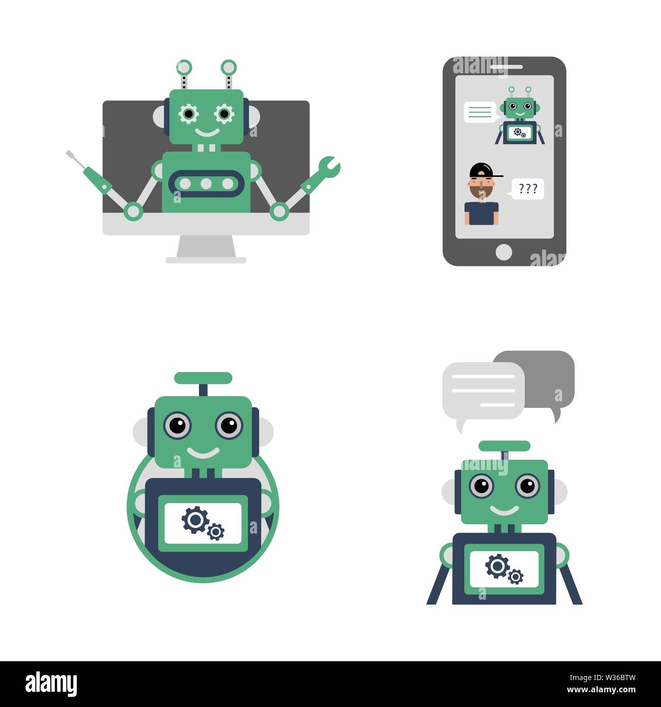 Chat bot concept. Cartoon style. Vector illustration Stock Vector Image ...