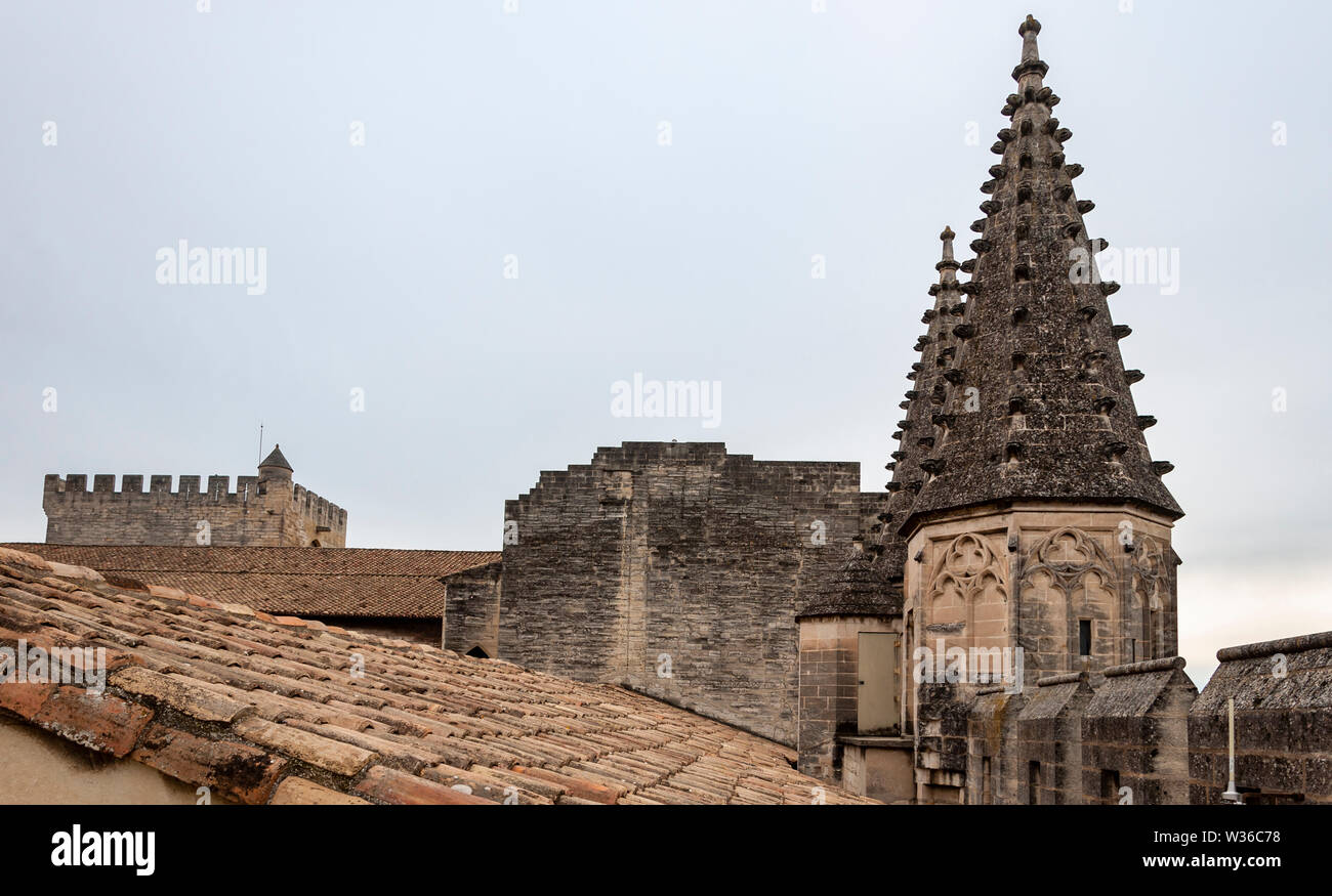Avignon, France. fortified city, it is crossed by the Rhone river. View ...