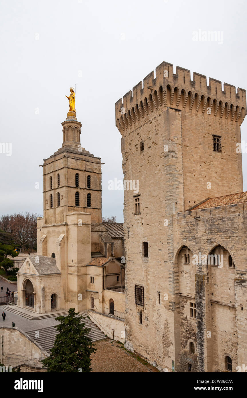 Avignon, France. fortified city, it is crossed by the Rhone river. View ...