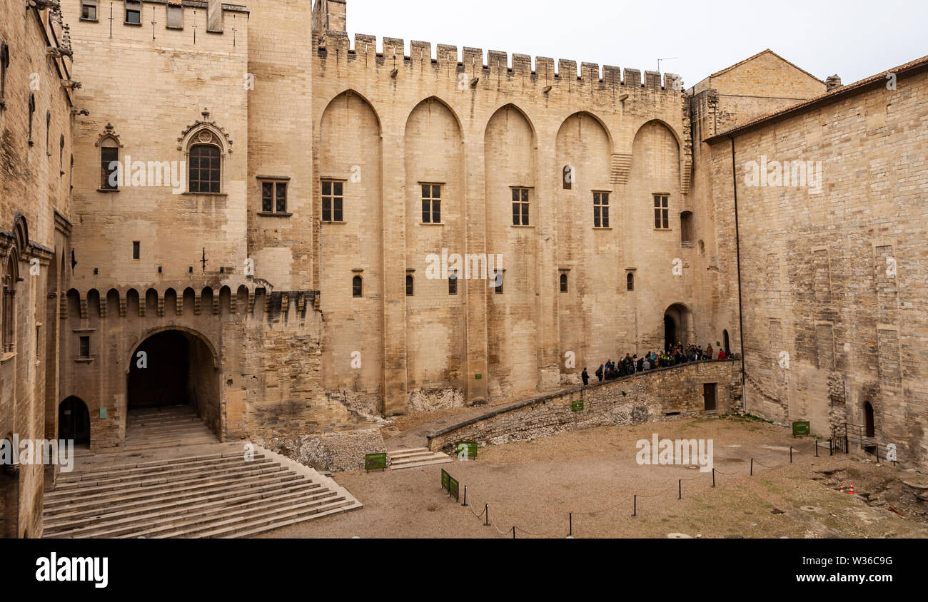 Avignon, France. fortified city, it is crossed by the Rhone river. View ...