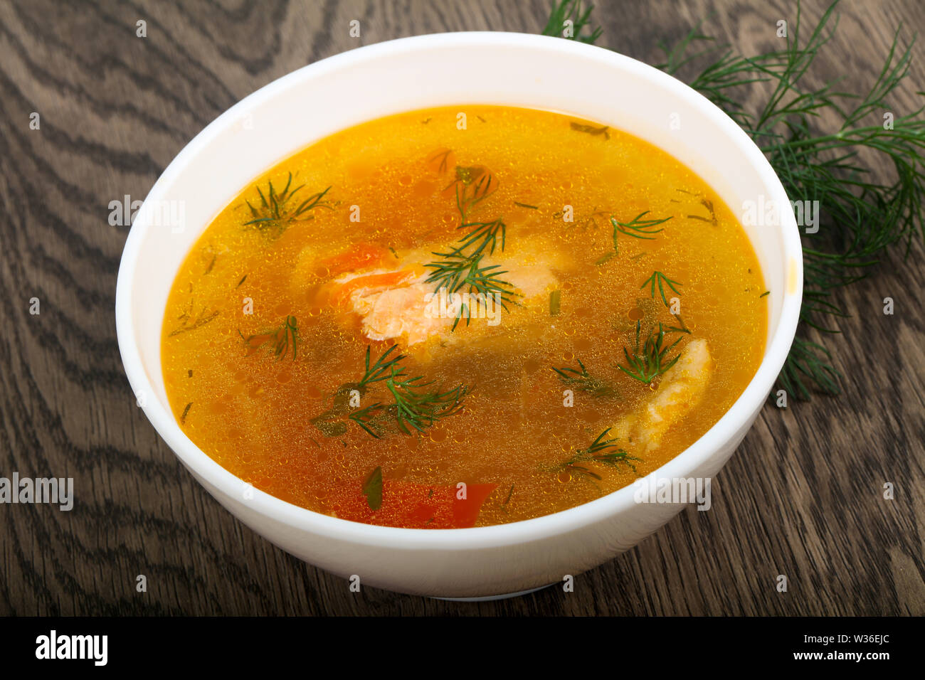 Salmon fish soup Stock Photo - Alamy