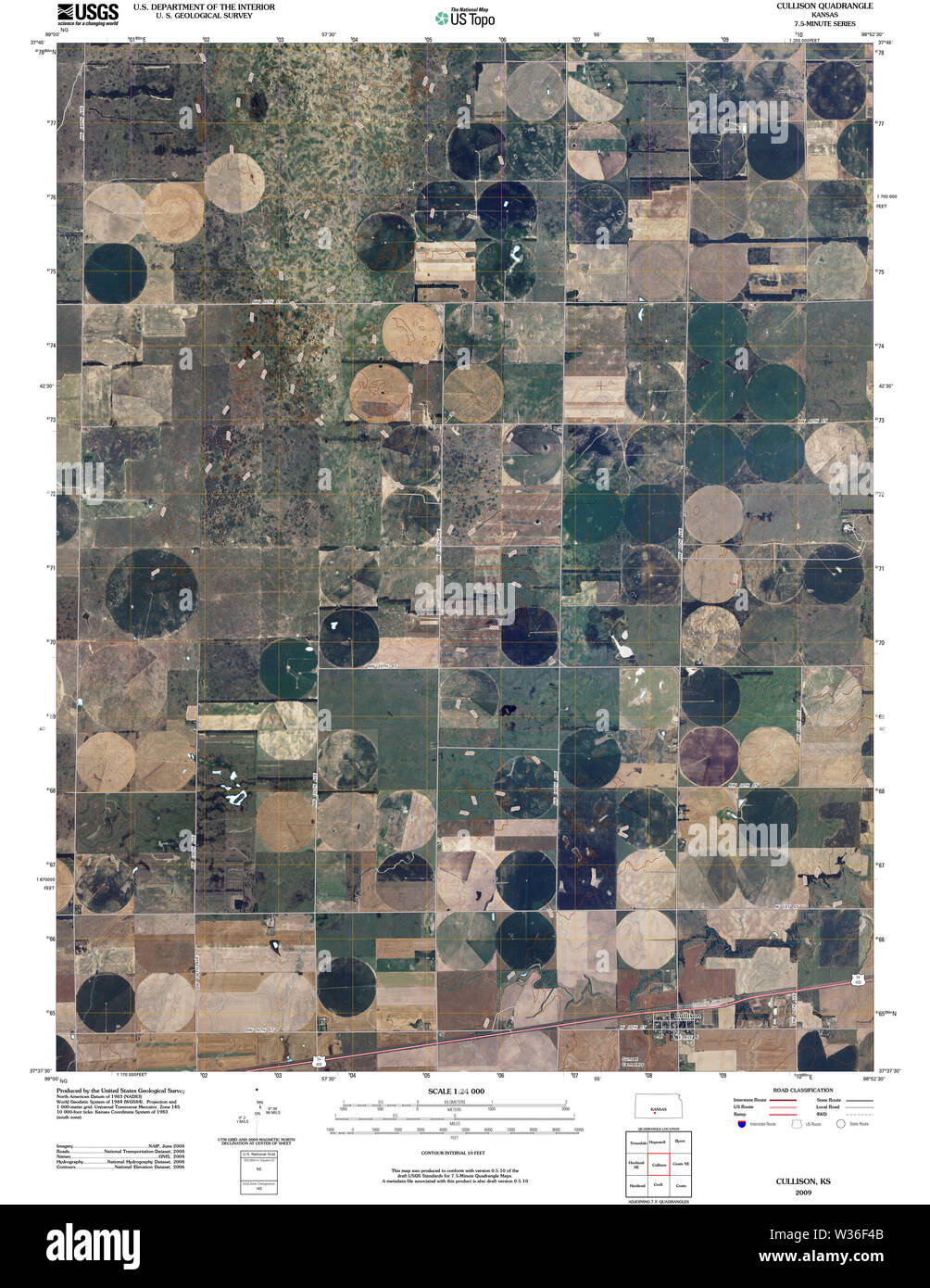 USGS TOPO Map Kansas KS Cullison 20091110 TM Restoration Stock Photo ...