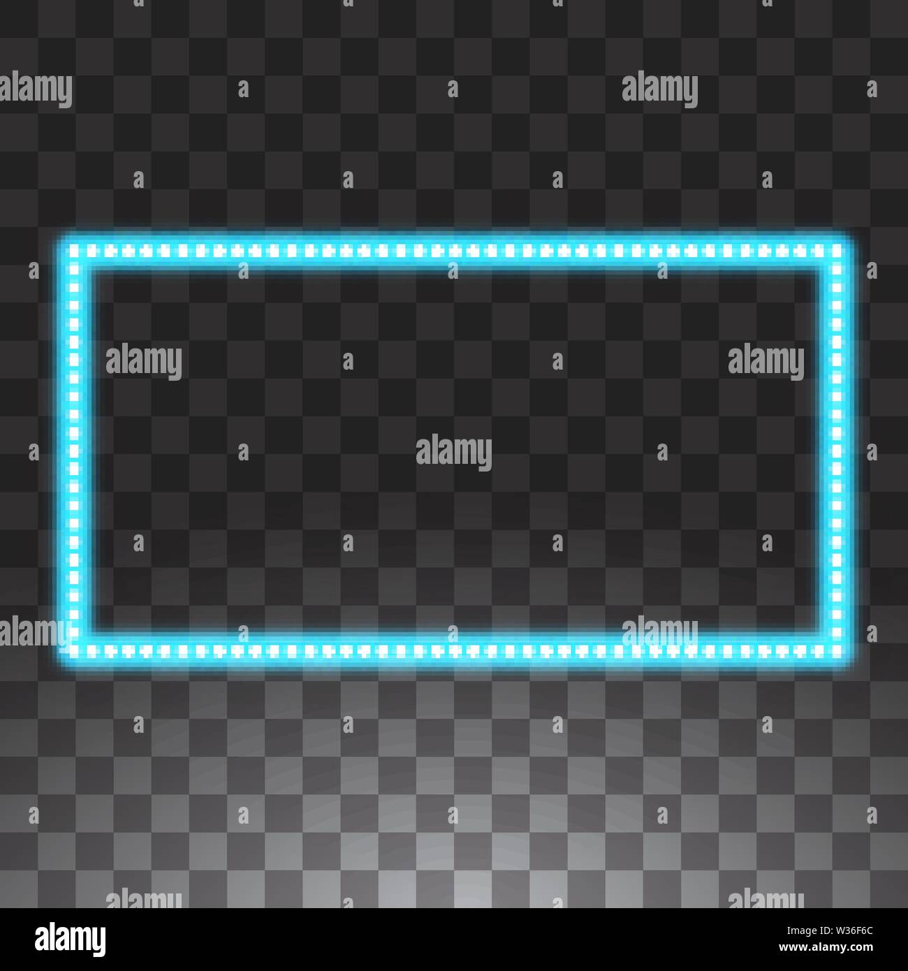 Shining blue led vector rectangle frames, neon illumination on ...