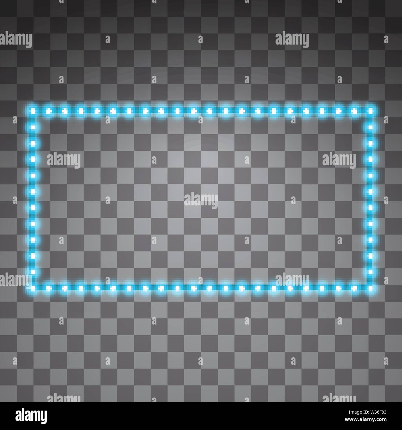 Shining blue led vector rectangle frames, neon illumination on ...