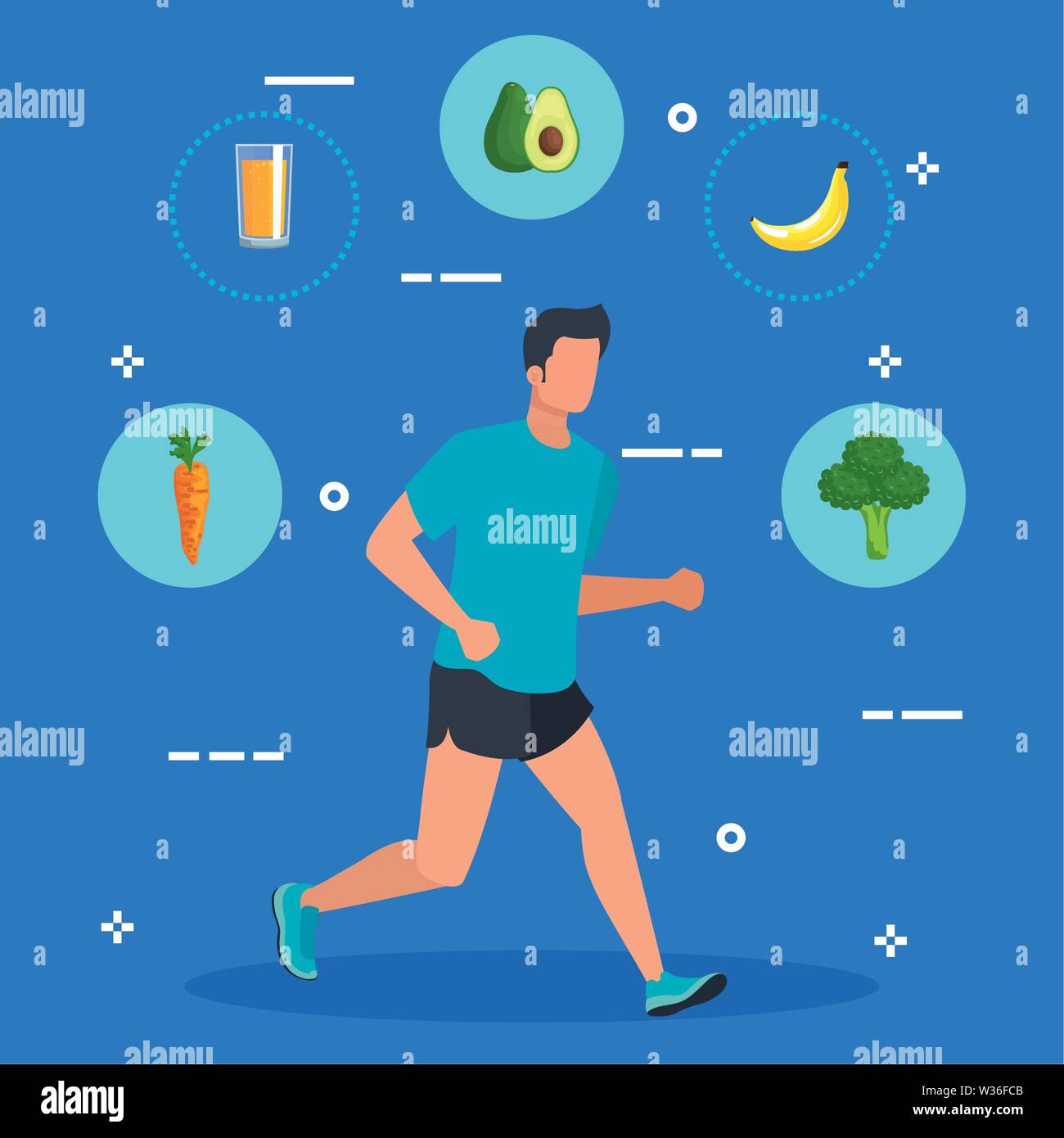 man running sport with healthy food Stock Vector Image & Art - Alamy