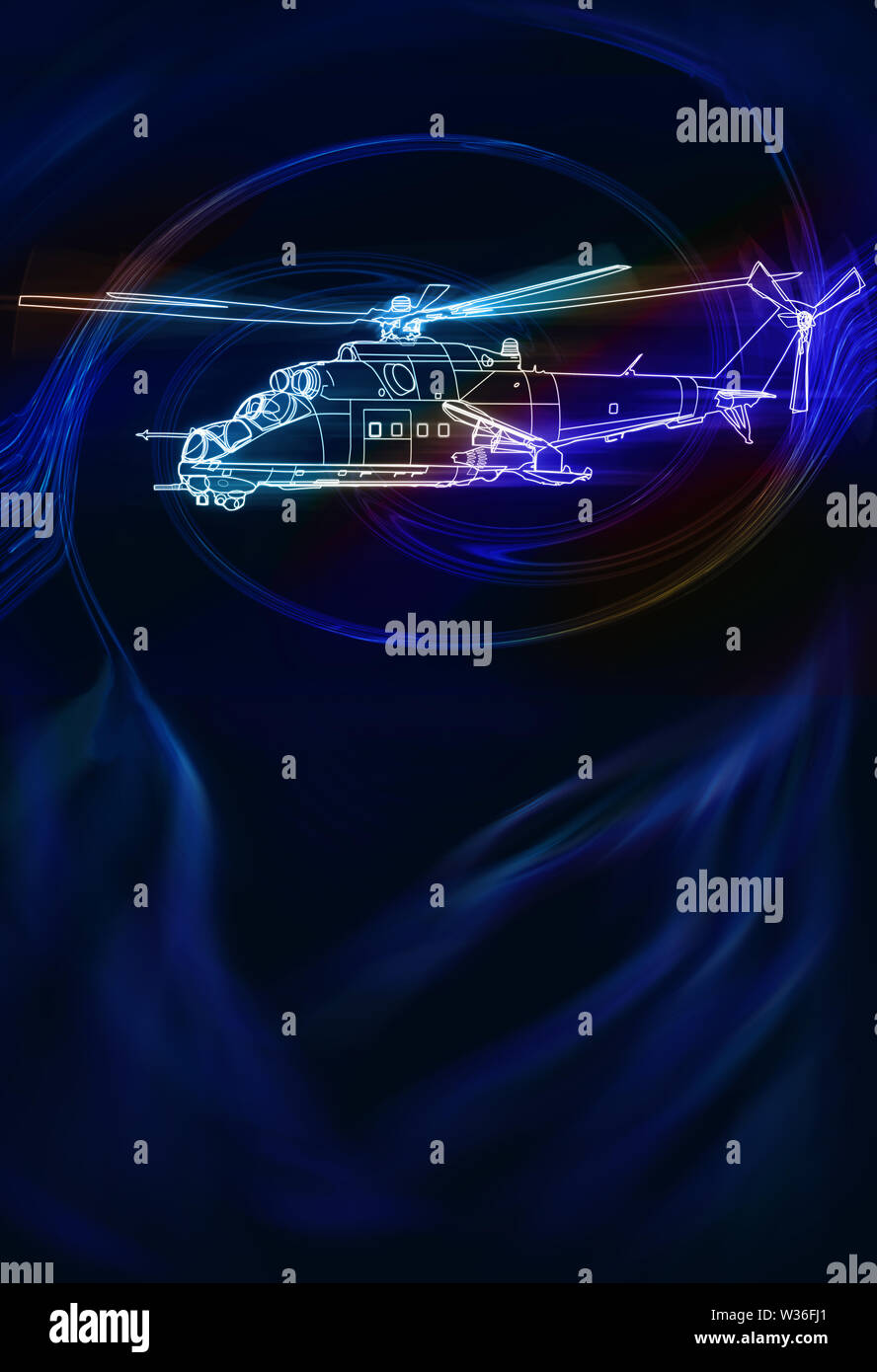 Helicopter poster concept illustration background Stock Photo - Alamy