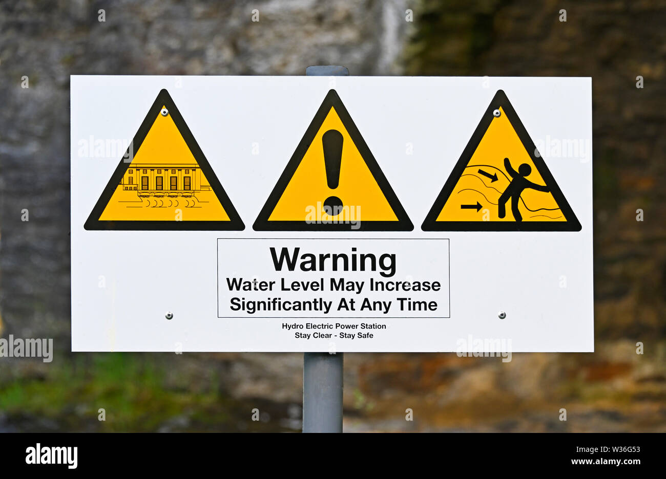 Warning Notice at the Weir on the River Tummel in Kinloch Rannoch ...