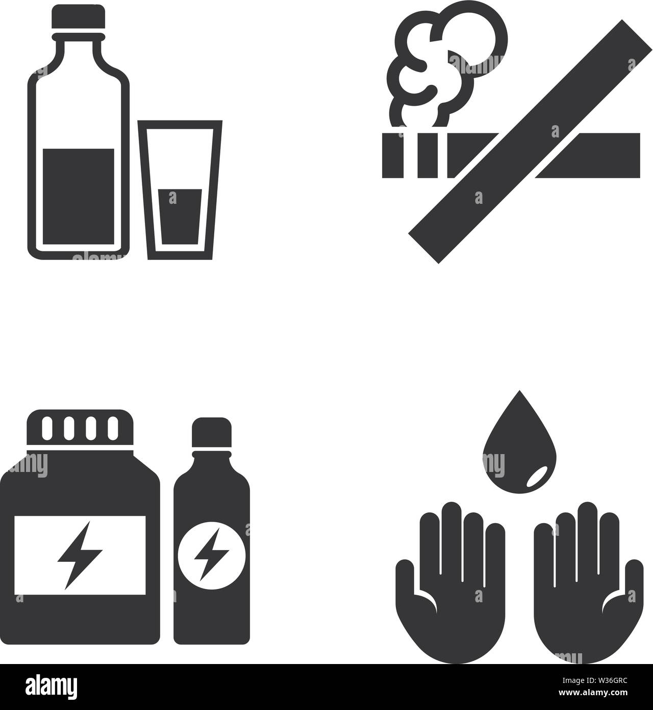 Bad Habits and Hygiene. Simple Related Vector Icons Set for Video ...