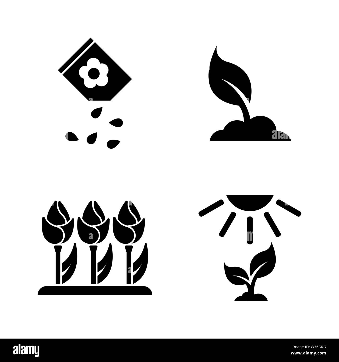 Flowers Growing. Simple Related Vector Icons Set for Video, Mobile Apps ...