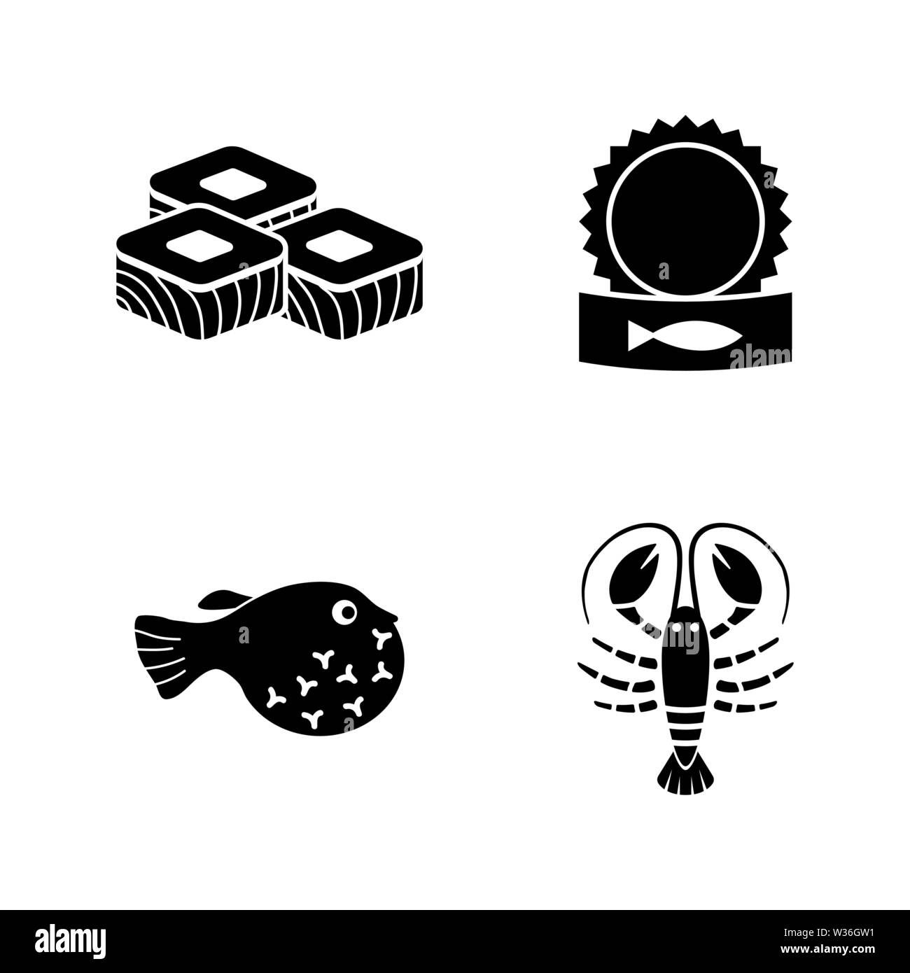 Sea Food. Simple Related Vector Icons Set for Video, Mobile Apps, Web ...