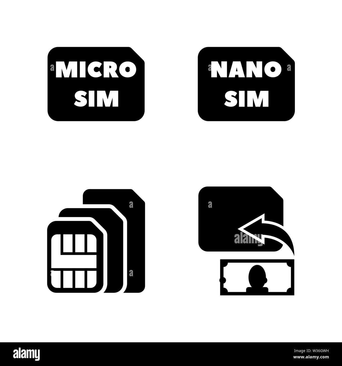 Sim Cards. Simple Related Vector Icons Set for Video, Mobile Apps, Web ...