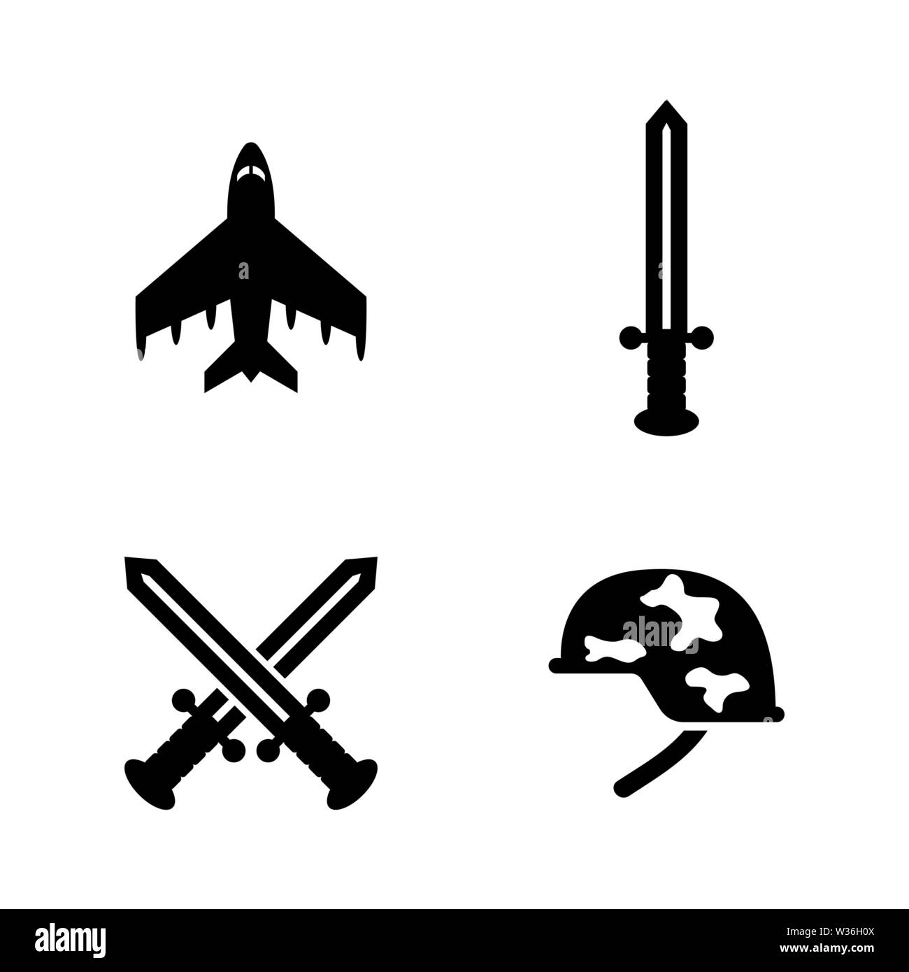 Military Weapons. Simple Related Vector Icons Set for Video, Mobile ...