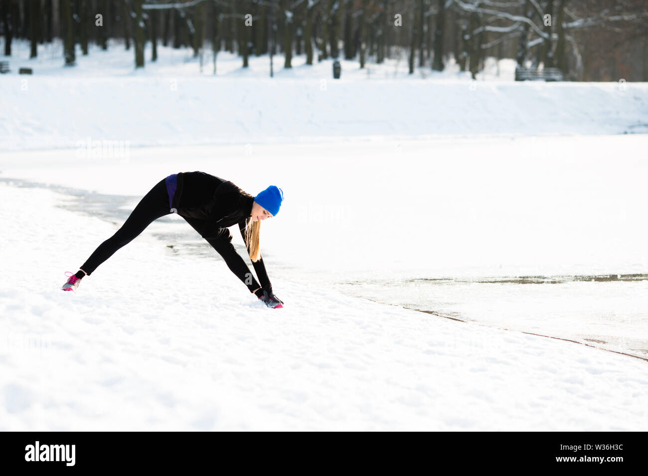 Warm-up before winter run Stock Photo - Alamy
