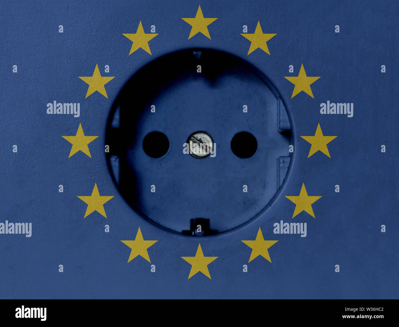 European Union Electricity Concept: Power Socket With EU Flag Stock ...