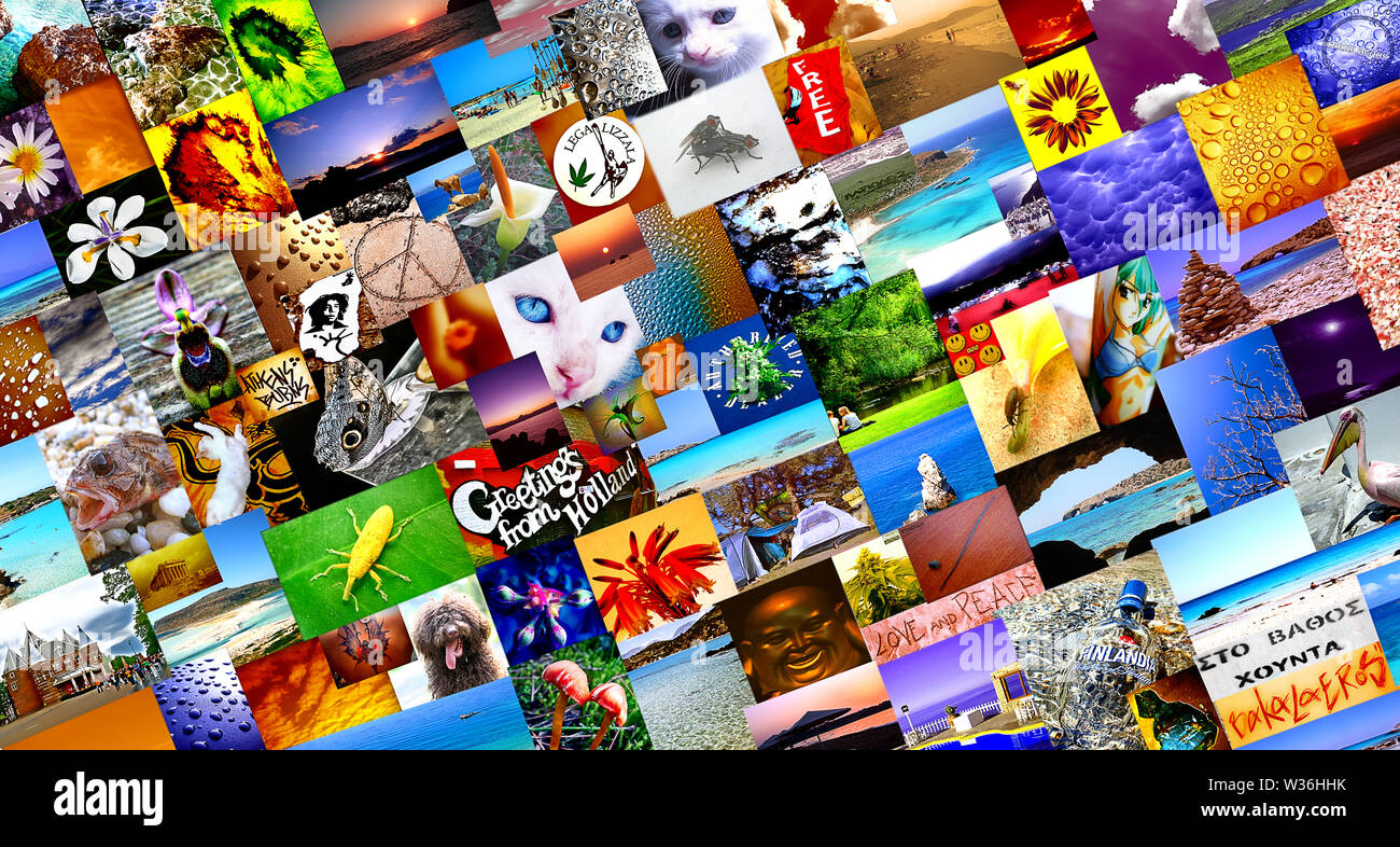 Photo collage with different kind of pictures amazing background ...