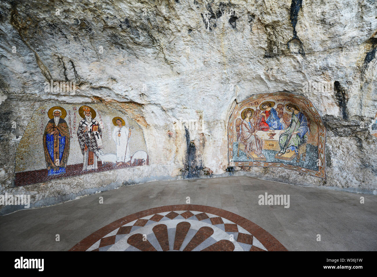 The Ostrog Monastery, set on a cliff 900 meters above the Zeta valley ...